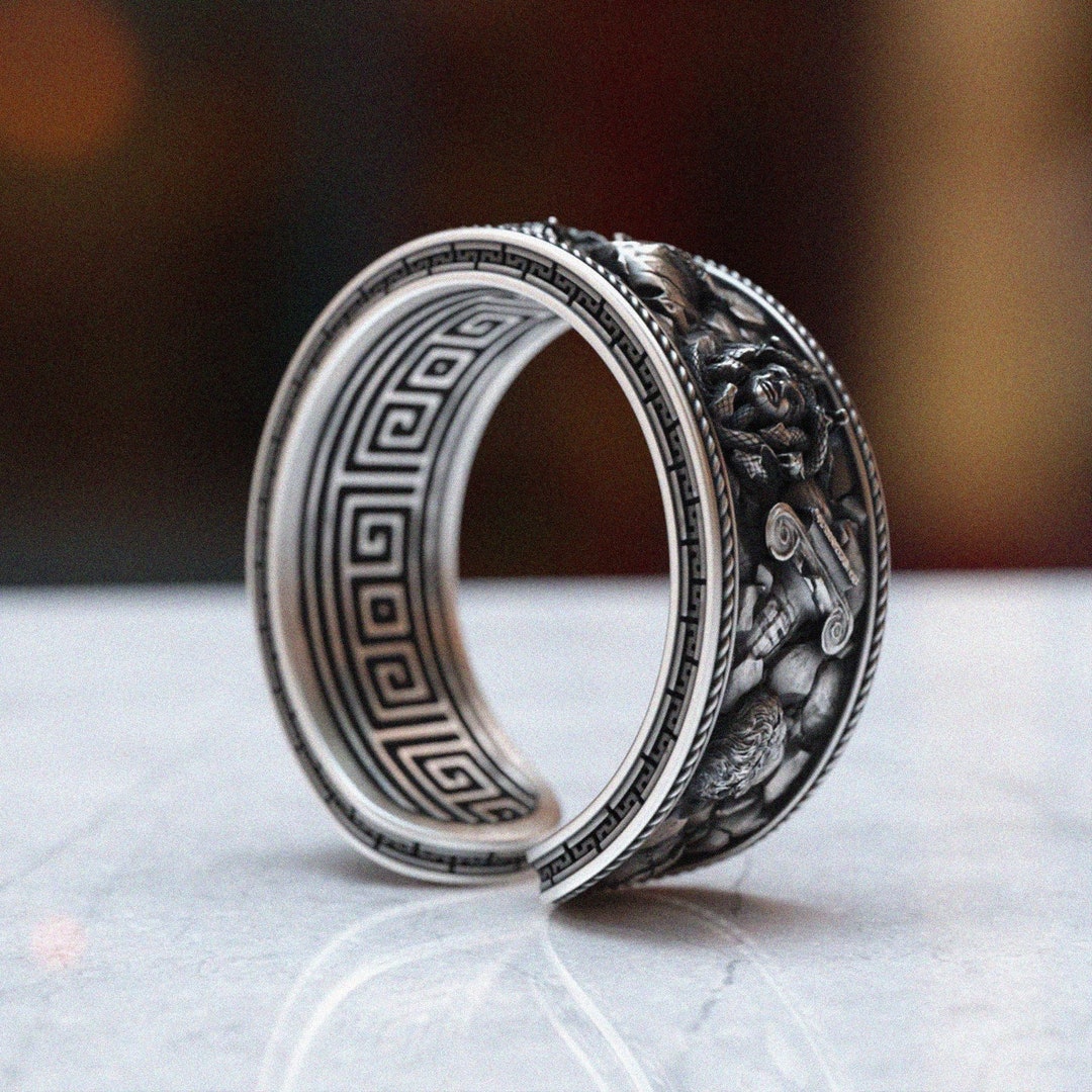 925 Sterling Silver Greek Mythology Ring Ancient Gods & Ruins With ...