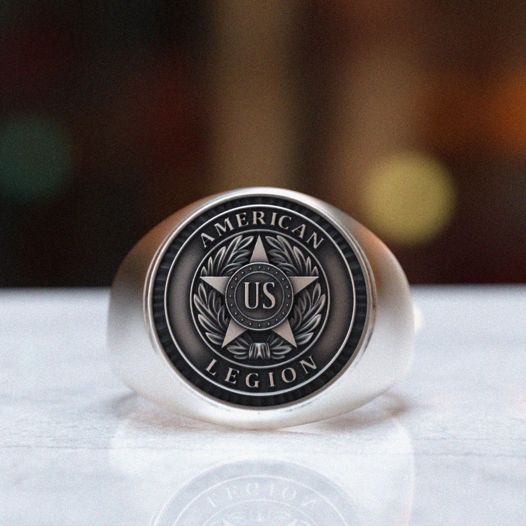 American Legion Soldier Ring, Men Chunky Pinky Ring, Handmade Jewelry ...
