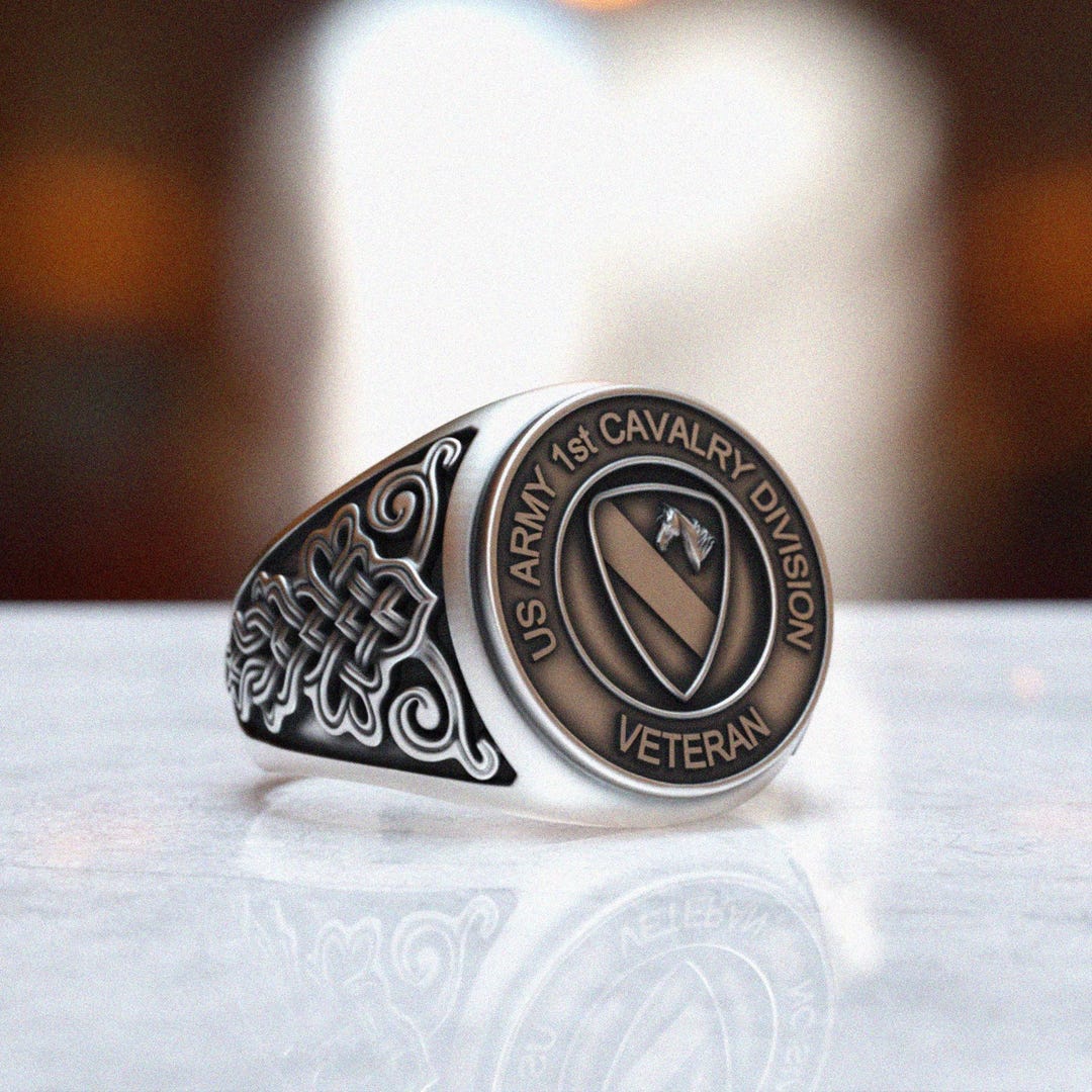 1st Cavalry Veteran Ring | 925 Silver Military Service Jewelry | "us ...