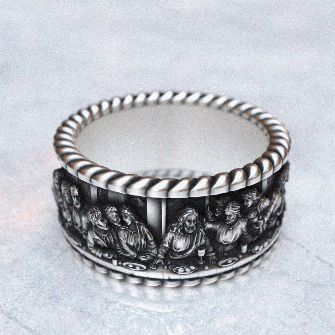 925 Sterling Silver Last Supper Ring – Jesus Christ and Twelve Apostles ...
