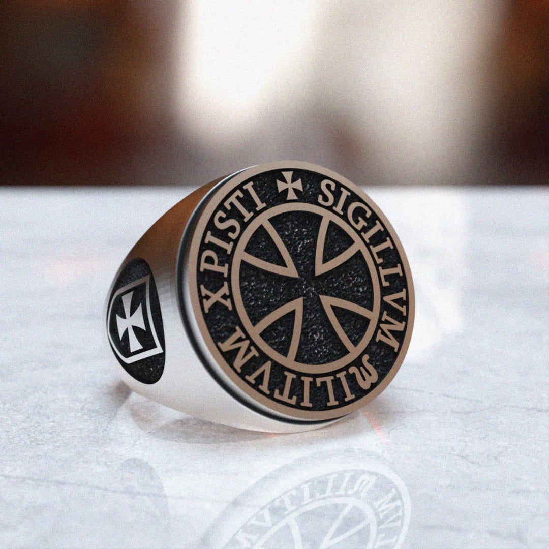 Templar Signet Ring: 925 Silver Knight Seal, Medieval History Jewelry ...