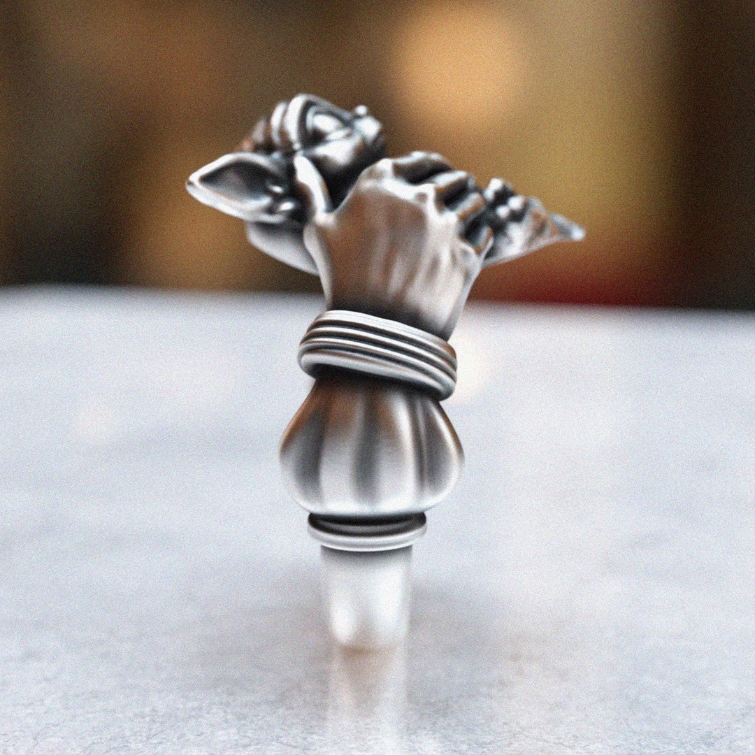The Mandalorian With Baby Yoda Grogu Hand Made Silver Ring, Mandalorian ...