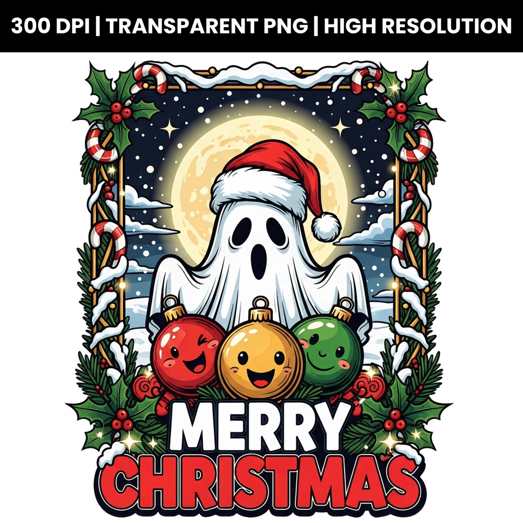 Santa Ghost Merry Christmas PNG | Spooky Cute Holiday Design ...