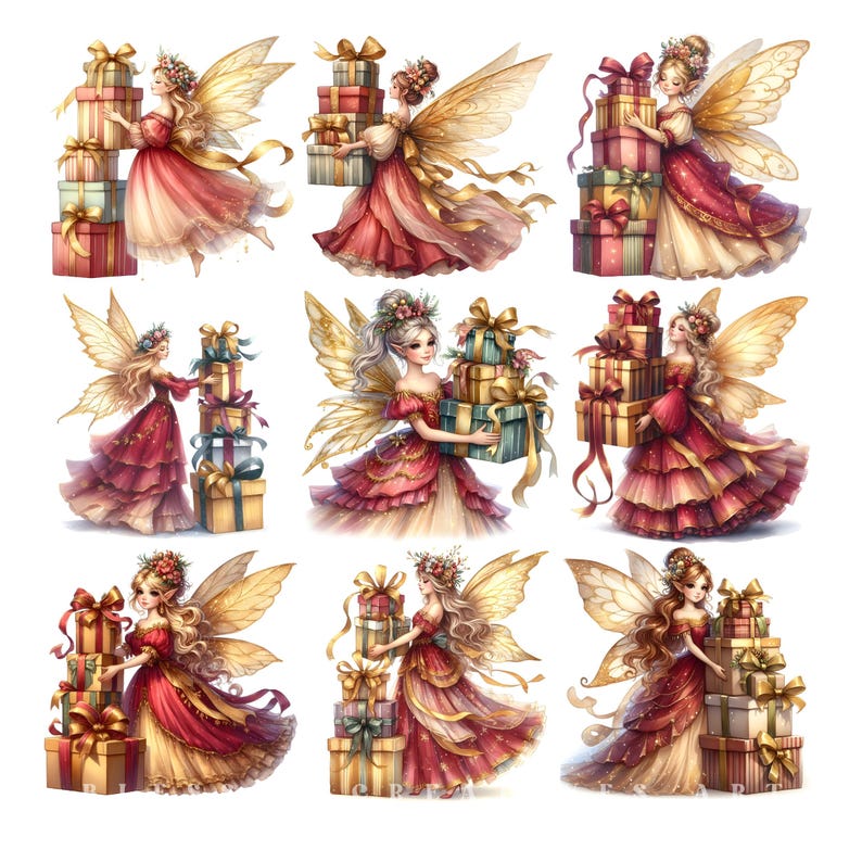 Christmas Fairy Clipart Set, Holiday Gift, Winter PNG (30 JPEG) - Etsy
