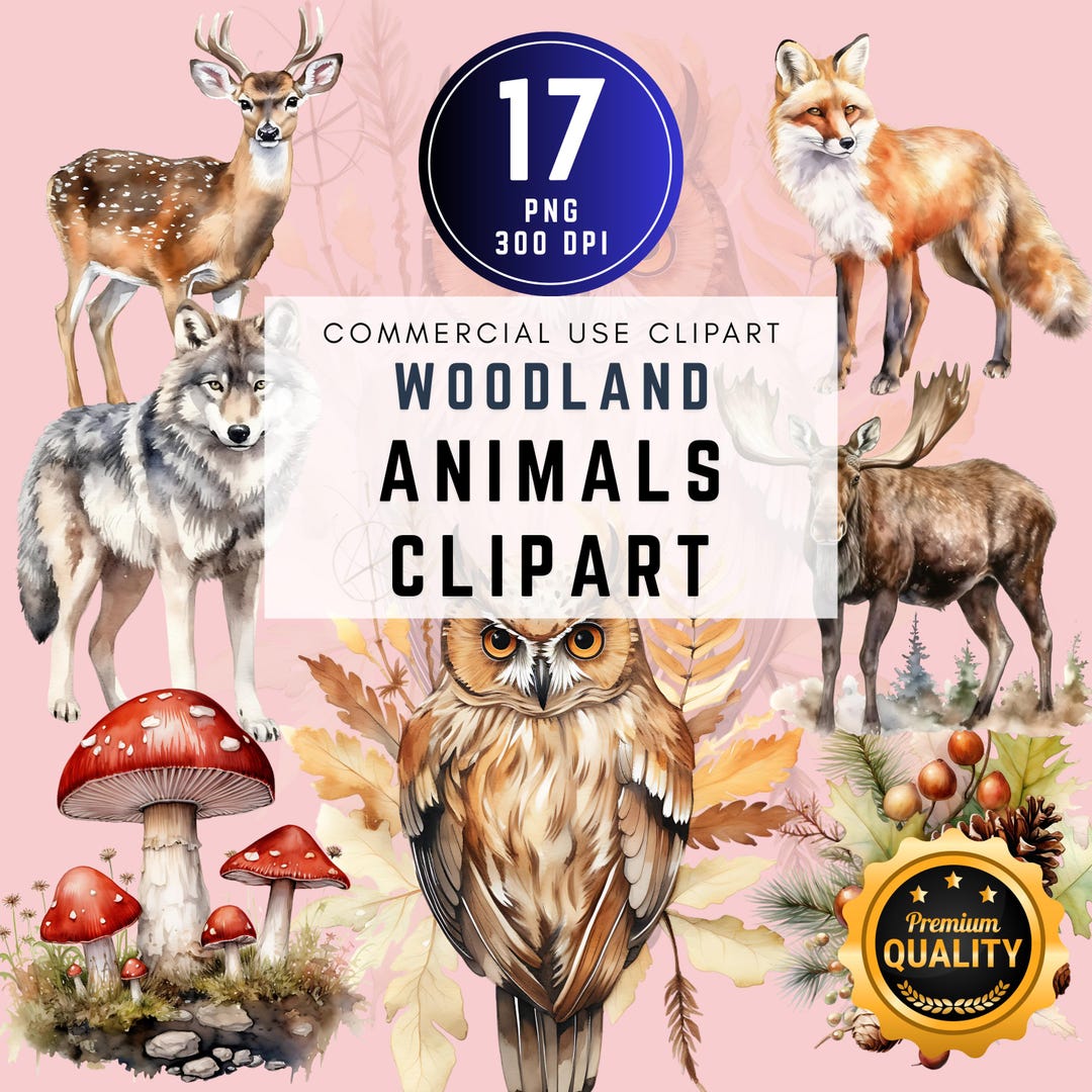 Woodland Animals Clipart Watercolor Nursery Forest Animals High Quality ...