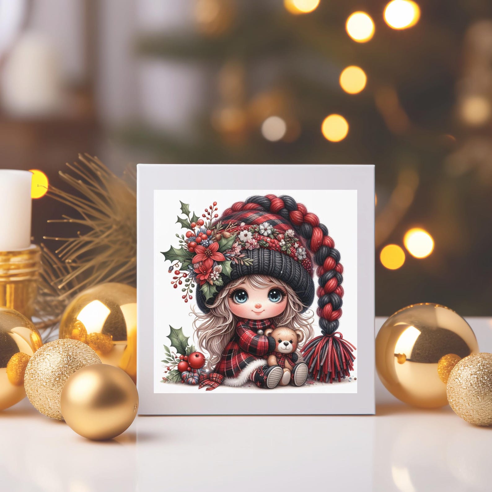 Christmas Girl Clipart Set | Red & Black Festive PNG Bundle (24 Jpegs ...