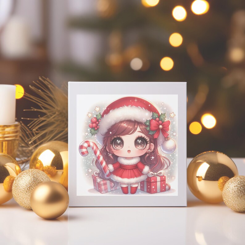 50 Christmas Girl Clipart Bundle, Watercolor Santa PNG (JPG) - Etsy