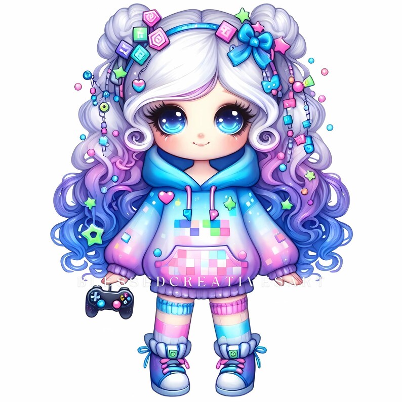 Doll Clipart Watercolor Gamer 10 High Quality 300 DPI Jpegs Cute Dolls ...