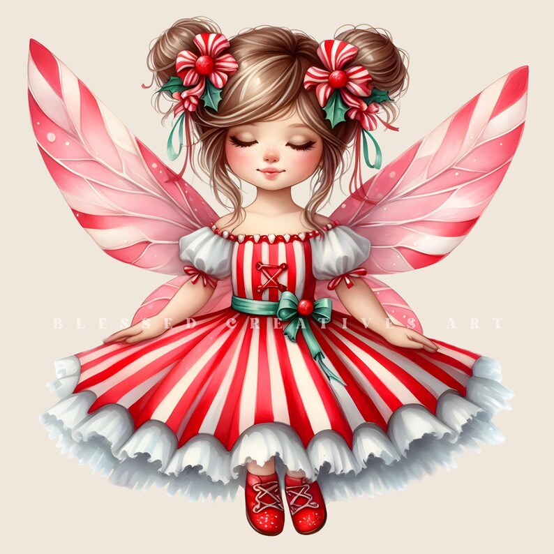 Christmas Candy Cane Fairy Clipart Set, Holiday PNG (digital Download ...