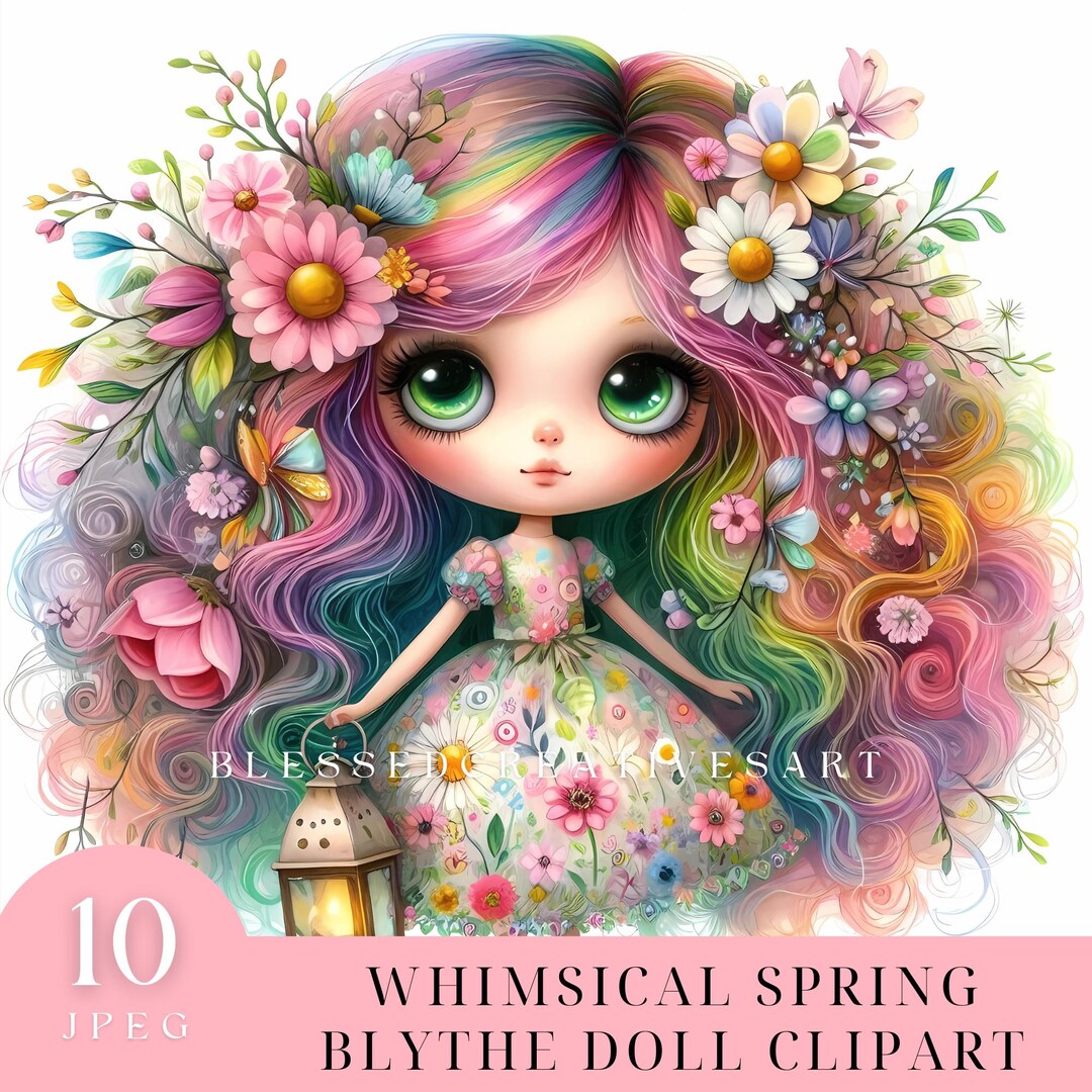 Doll Clipart Whimsical Spring Blythe 10 High Quality Jpegs Magical ...