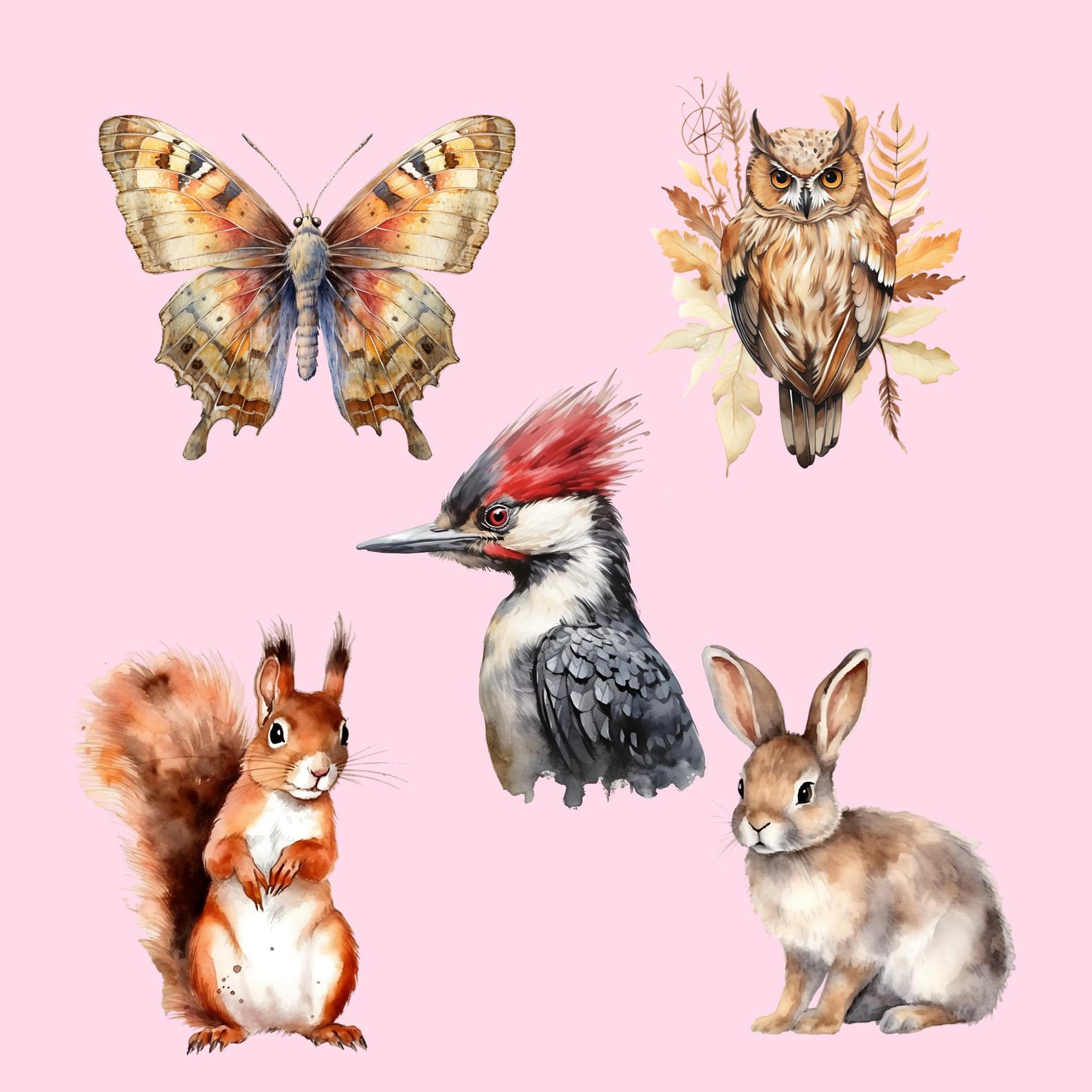 Watercolor Woodland Animals Clipart, Nursery Forest Animals ...