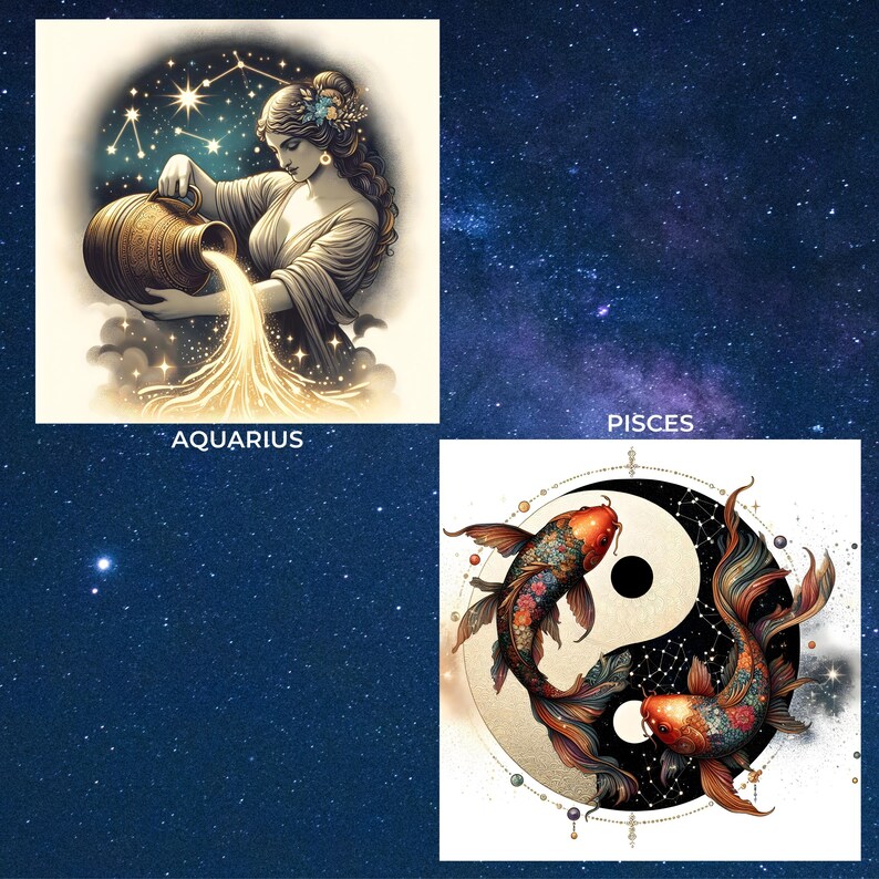 Zodiac Signs Clipart Set: Astrological Graphics (JPG Files, 4096x4096 ...