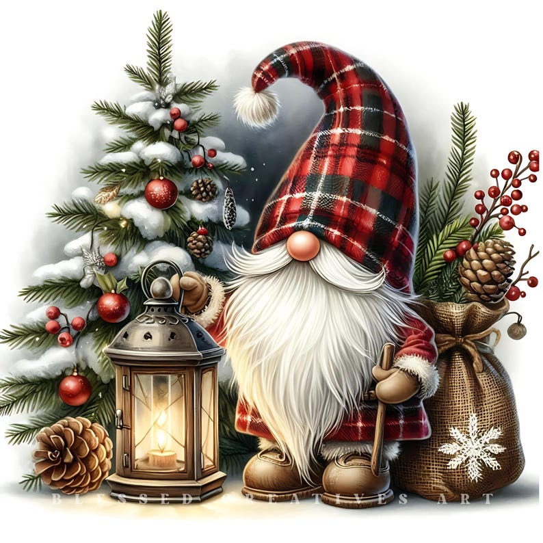 35 Christmas Winter Rustic Gnome Clipart Set | Farmhouse Holiday Gnomes ...