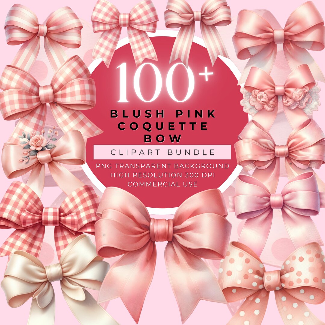 Pink Watercolor Bow Clipart: Coquette Style PNG (digital Download ...