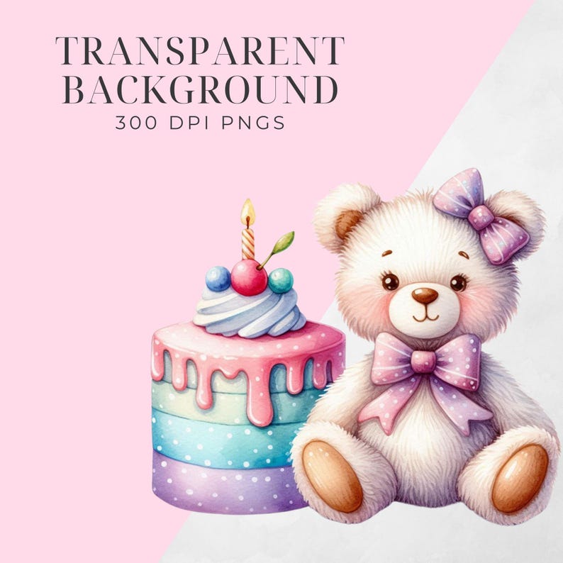 Watercolor Rainbow Teddy Bear Clipart, Cute Teddy Bears Birthday Boho ...