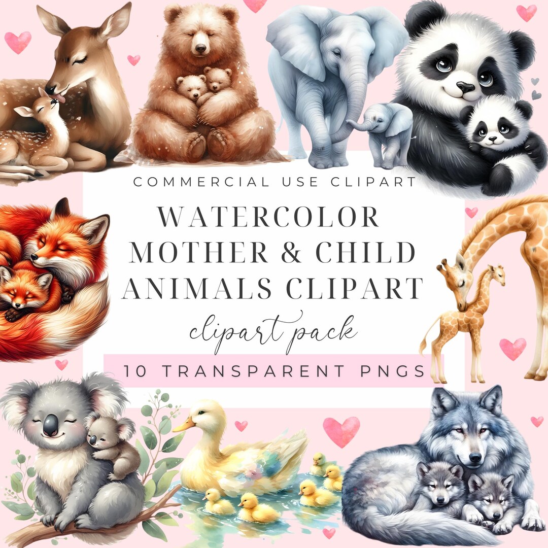 Watercolor Cute Animals Clipart Cute Animal PNG Watercolor Animals Cute ...
