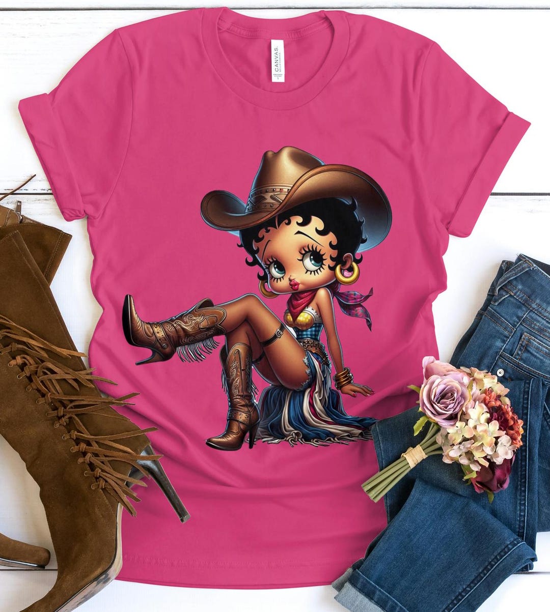 Betty Boop Rodeo Long Live Cowgirl10 Hat Western Boots Beauty Gift ...