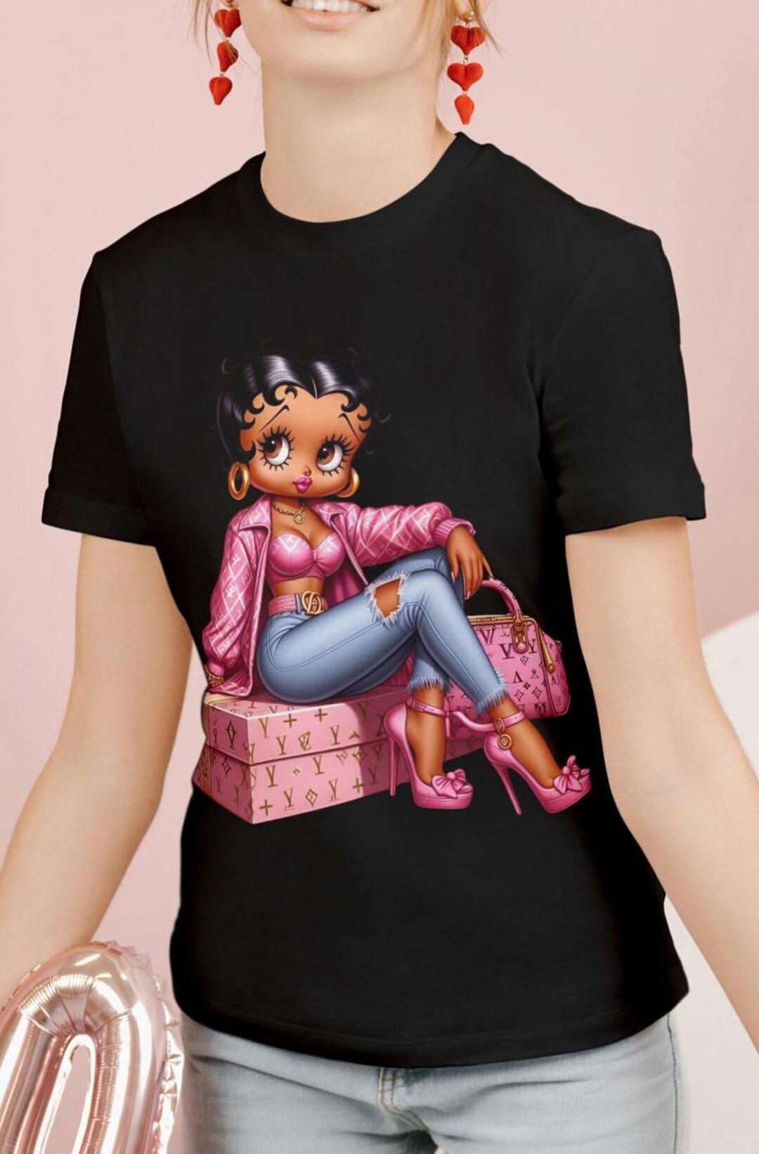 Betty Boop Pink Present Bow Beauty Gift Girlfriend Fashion Cozy Trendy ...