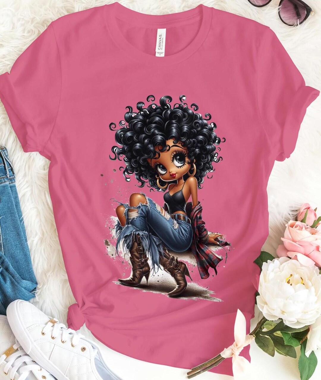 Betty Boop African American County Girl Ripped Jeans Cowgirl Beauty ...