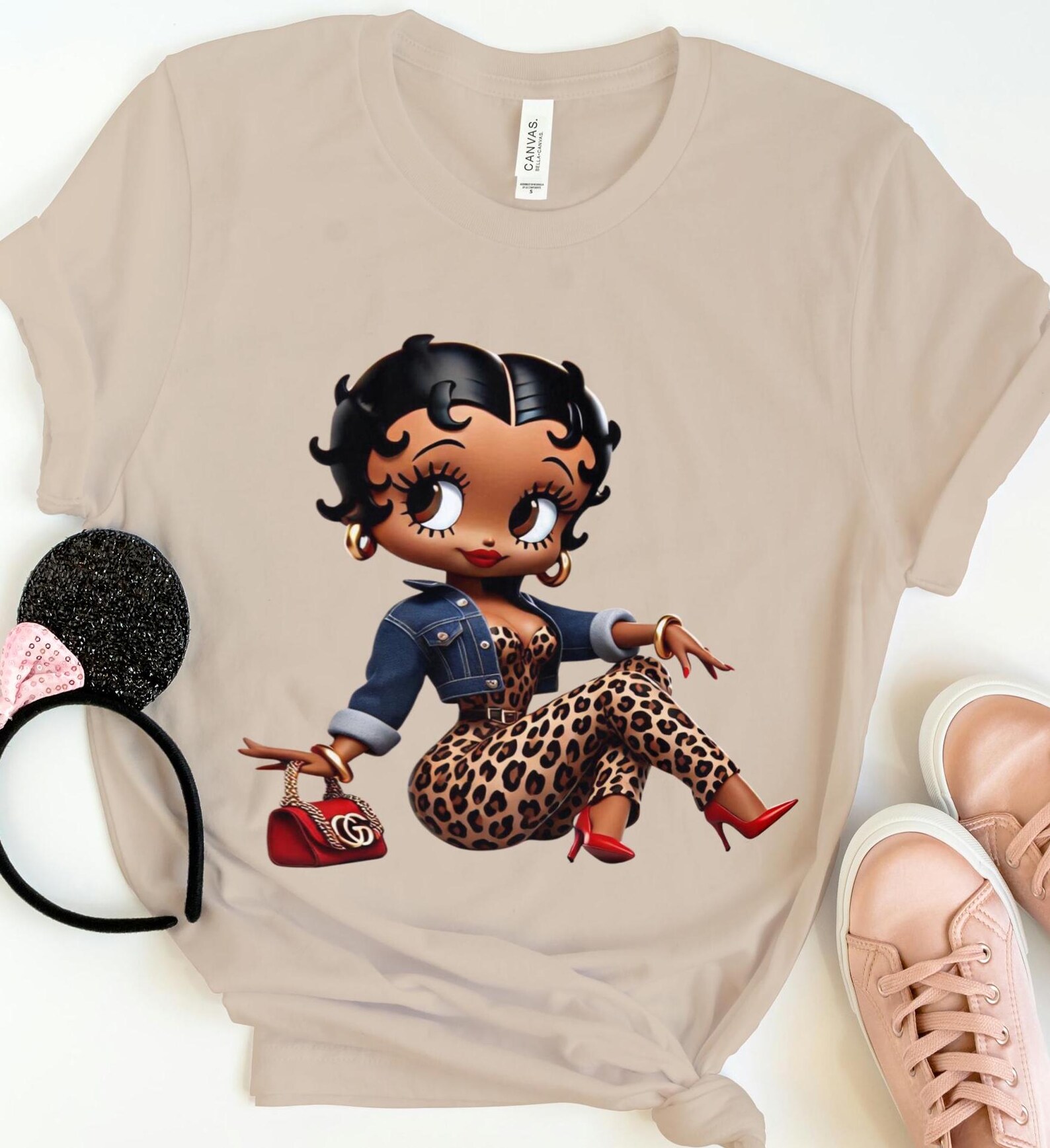 Betty Boop Gucci Red Bag High Heels Cheetah Pants Earring Hoops Beauty ...