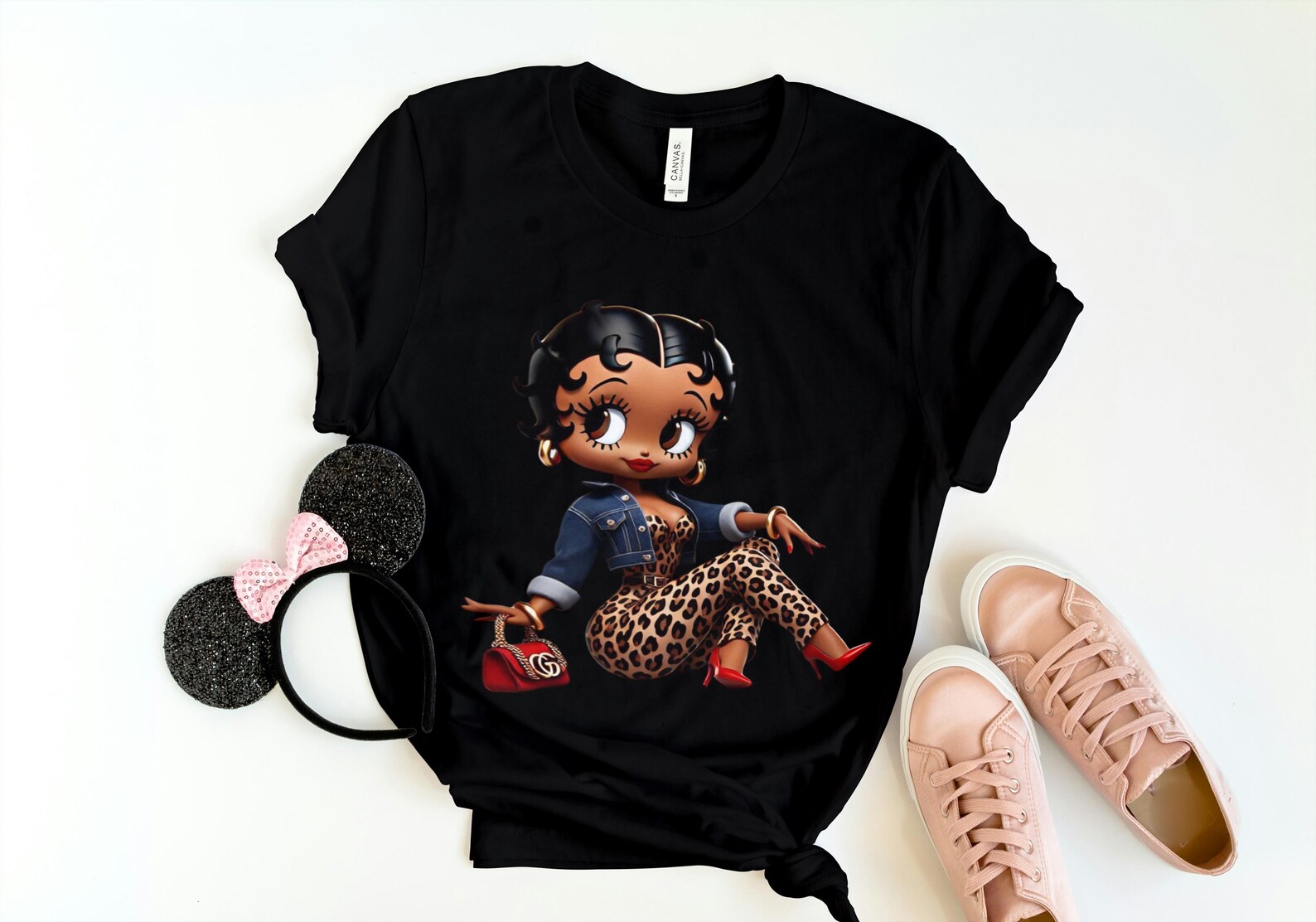 Betty Boop Gucci Red Bag High Heels Cheetah Pants Earring Hoops Beauty ...