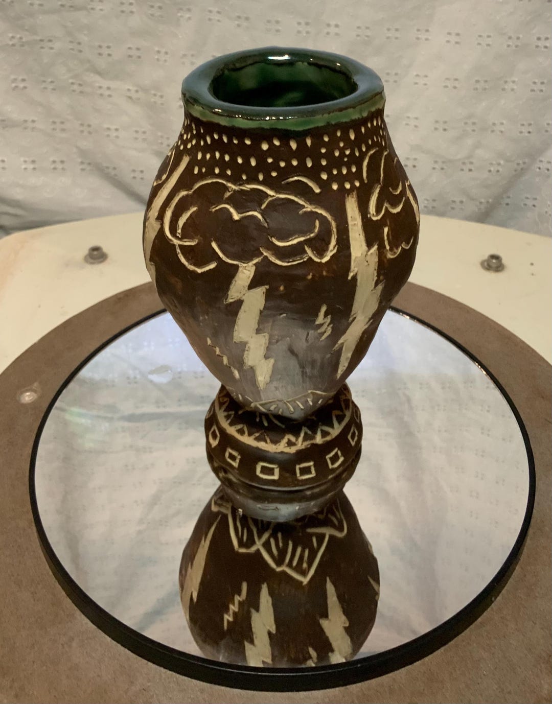Stoneware Lightning Storm Vase - Etsy