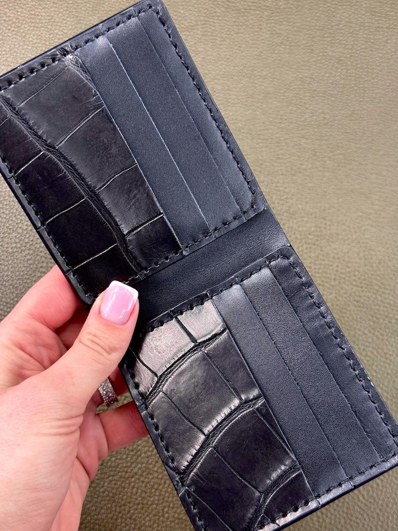 Genuine Crocodile Leather Bifold Wallet for Men Luxury Exotic Leather ...