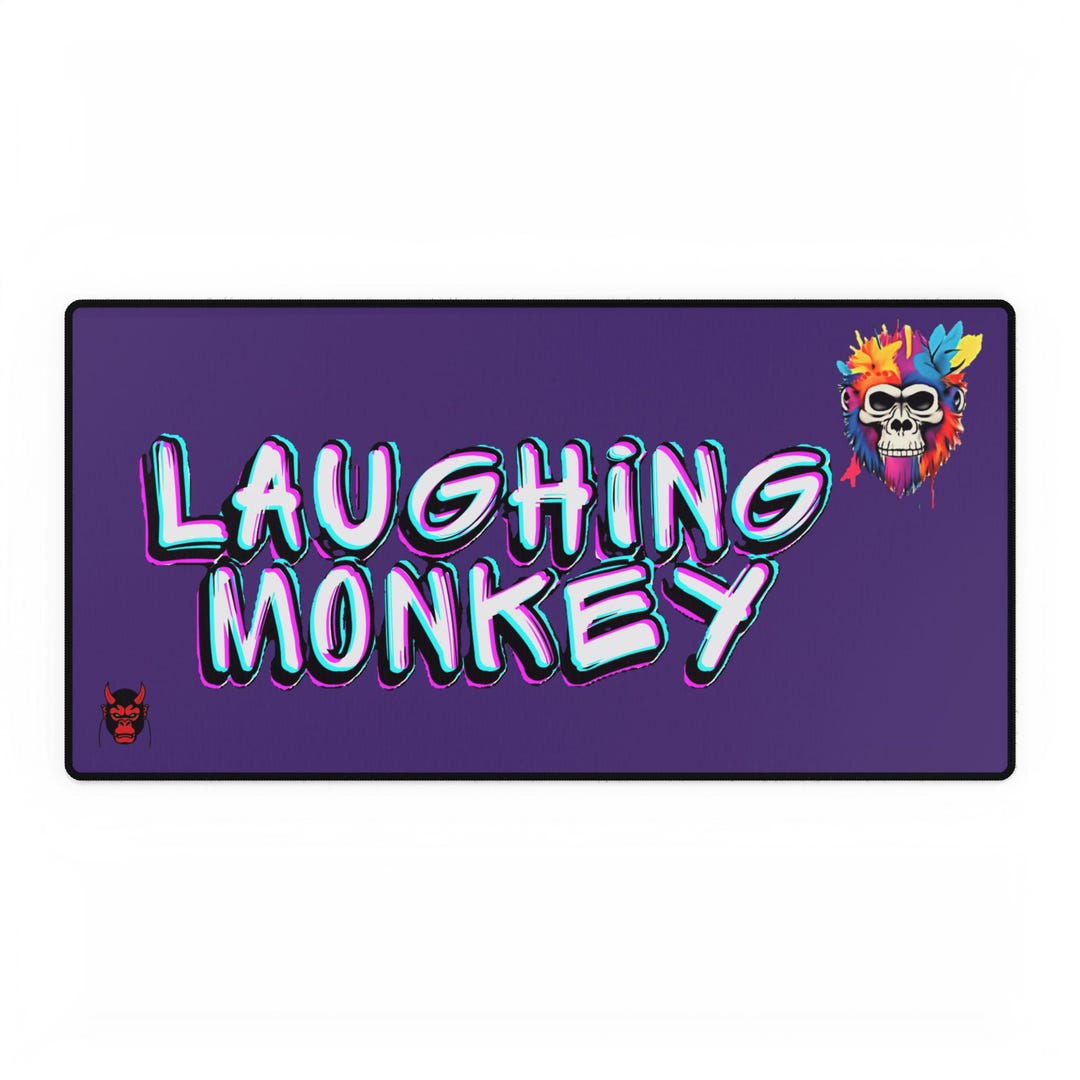 Colorful Laughing Monkey Desk Mat for Fun Home Office Decor, Gamer Desk ...