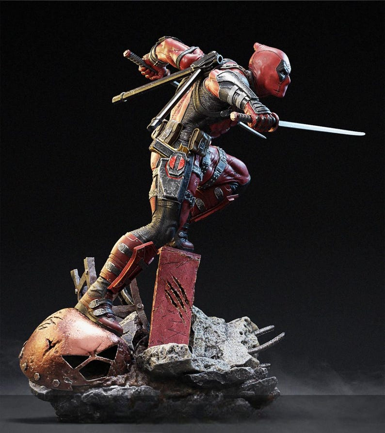 Deadpool Action Pose STL File | 3D Print Model - Etsy