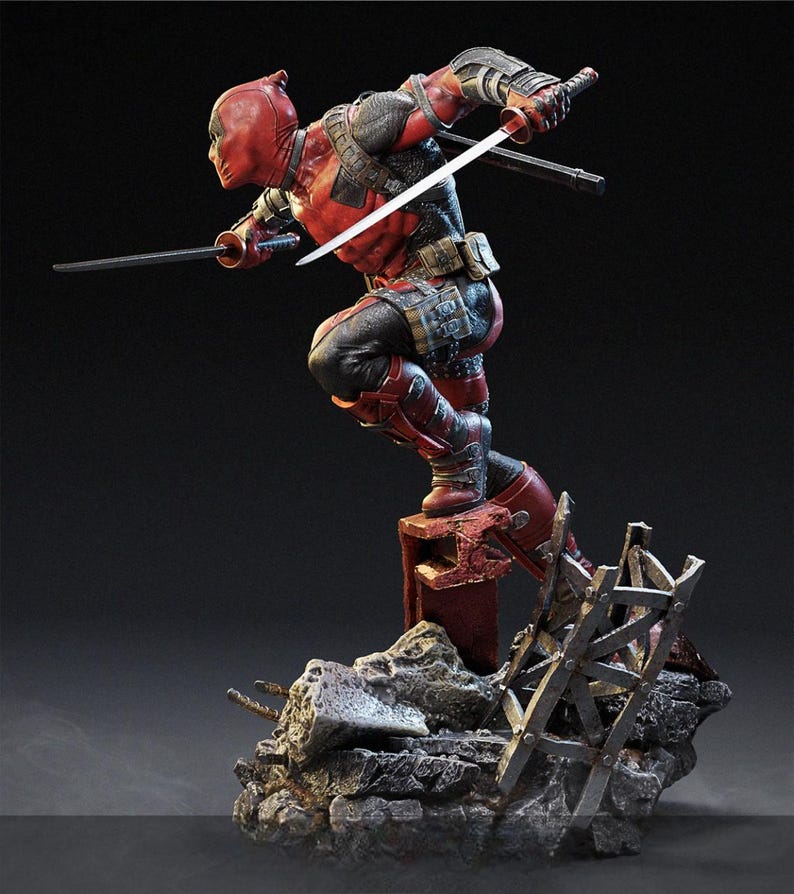 Deadpool Action Pose STL File | 3D Print Model - Etsy