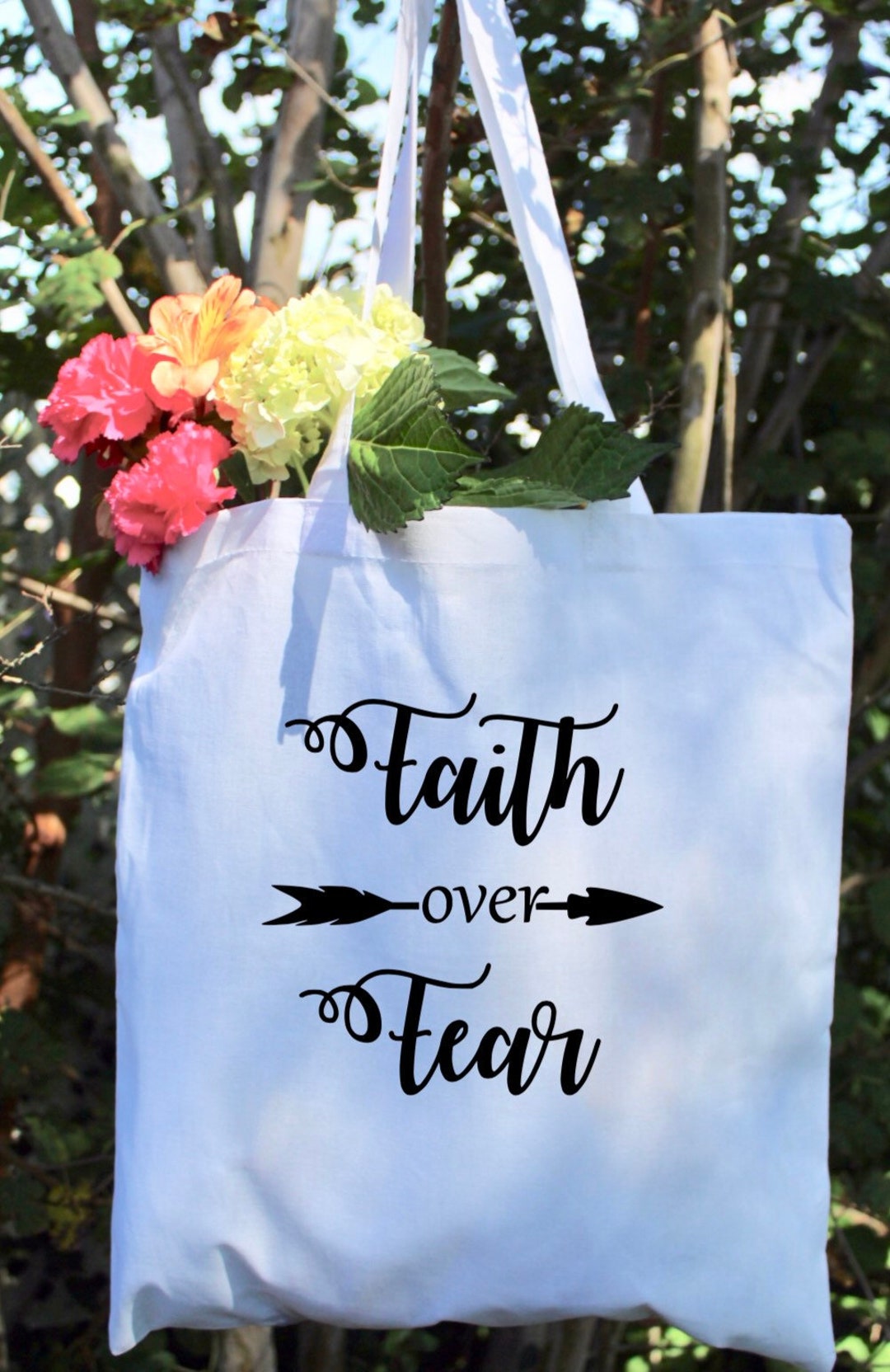 Christian Tote Bag, Faith Over Fear Tote, Faith Over Fear Bag ...