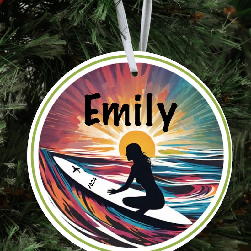 Surfboard Ornament Santa - Etsy