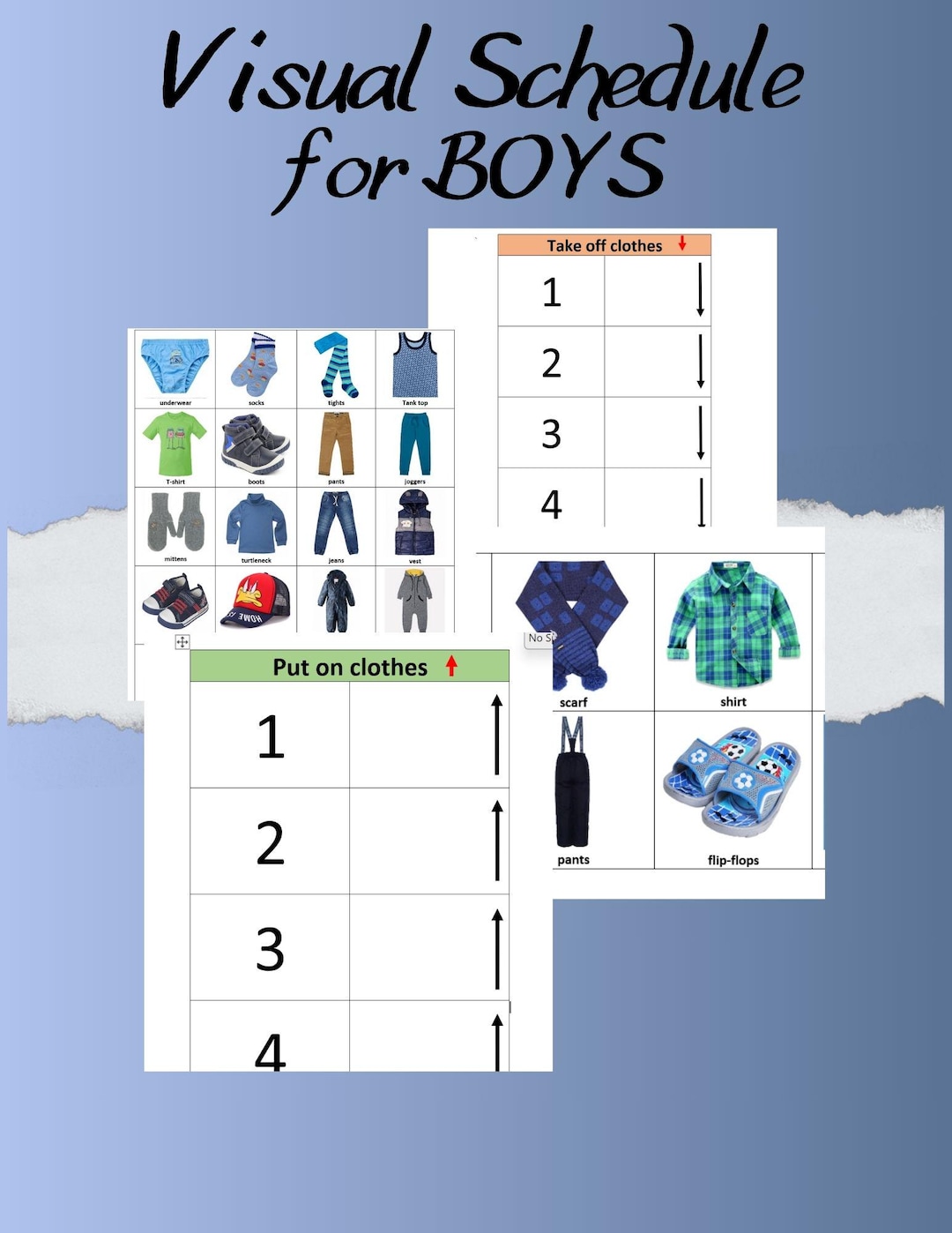 Dressing Sequence Visual Schedule Autism ADHD Visual Aid Summer and ...