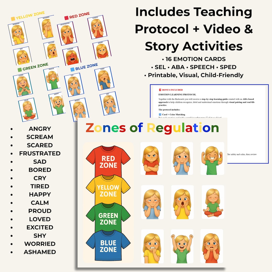 Emotion & Feelings Flashcards + ABA Teaching Protocol |autism, ADHD ...