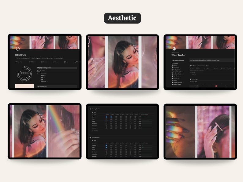 It Girl Aesthetic Dark Mode, Notion Template, Planner Dark Mode, Black ...