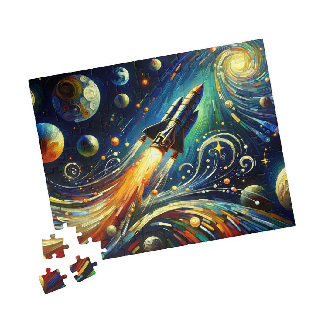 Sci-fi Fantasy Rocket Ship Blasting Through Space Artwork Puzzle 110 ...