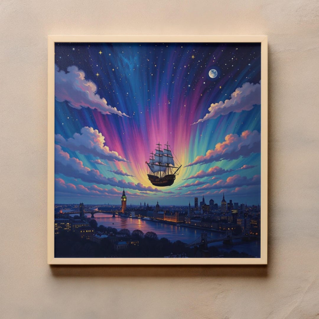 Magic Pirate Ship Flying Over London & Big Ben Poster Paper Print - Etsy