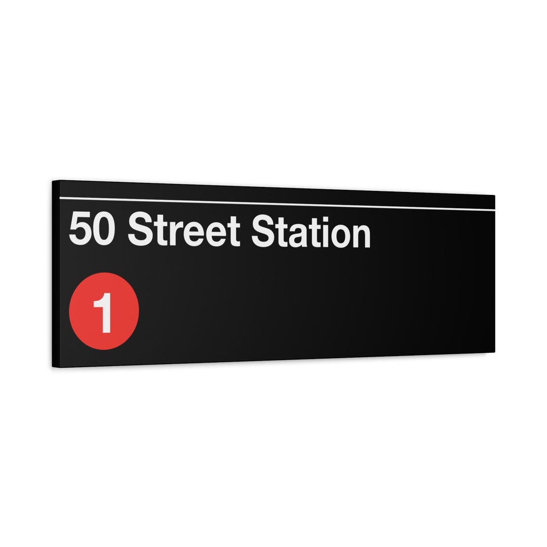 50 Street Station Subway Entrance Sign - 1 Train, 12" X 36" Matte ...