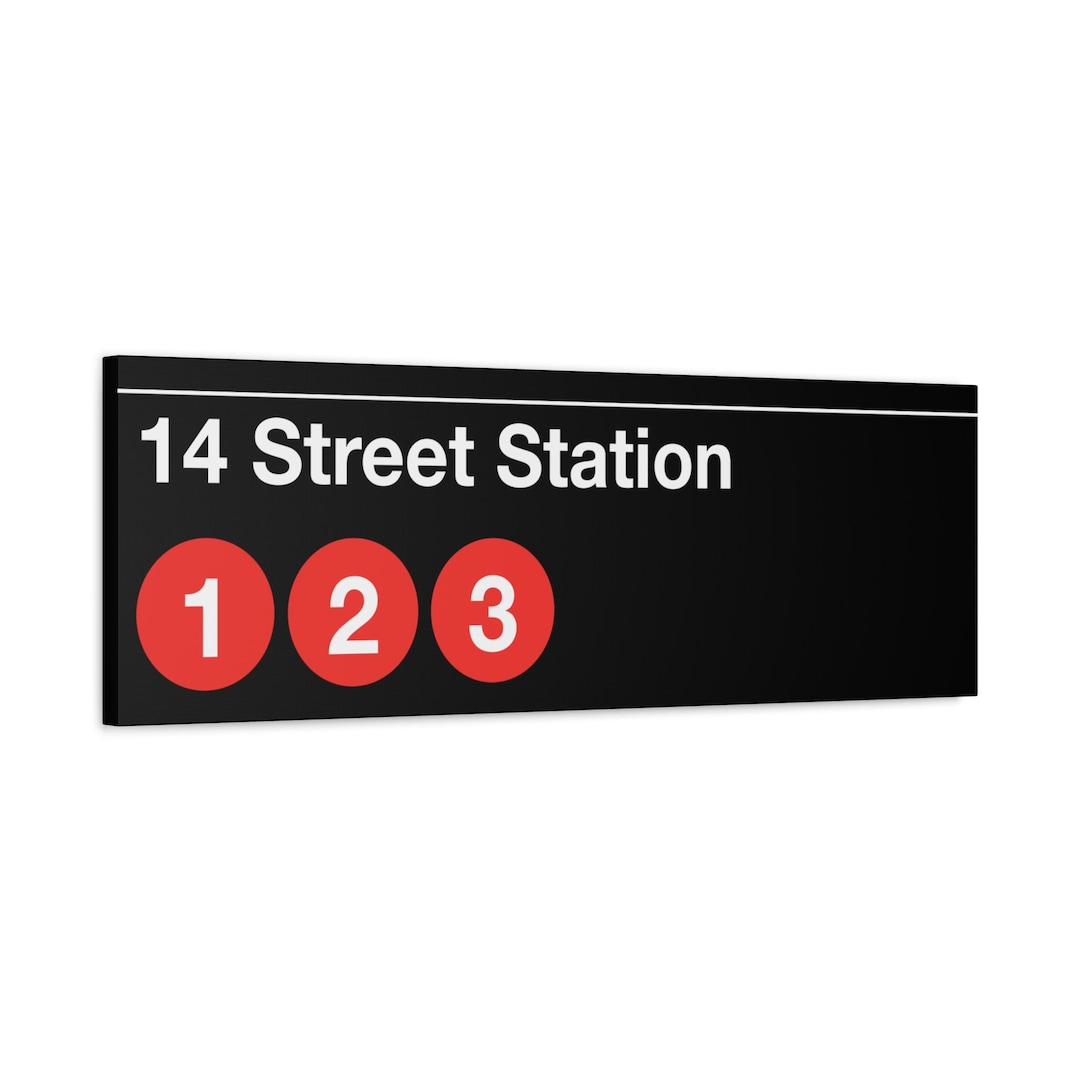 14 Street Station Subway Entrance Sign - 1/2/3 Train, 12" X 36" Matte ...