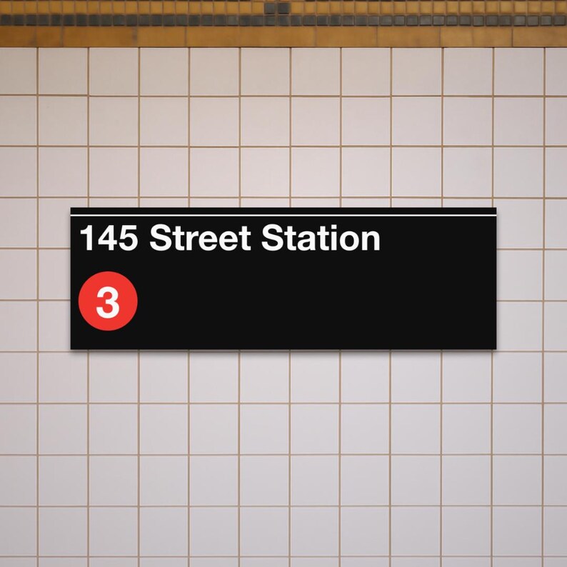 145 Street Station Subway Entrance Sign - 3 Train, 12" X 36" Matte ...