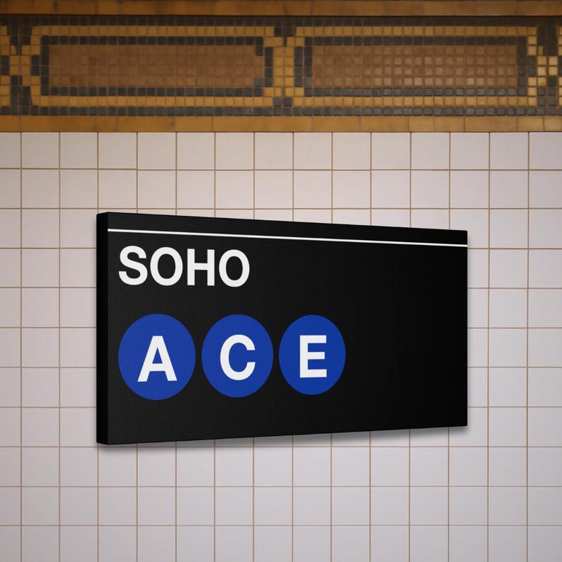 SOHO New York Neighborhood Themed Subway Station Sign - Q Train, Matte ...