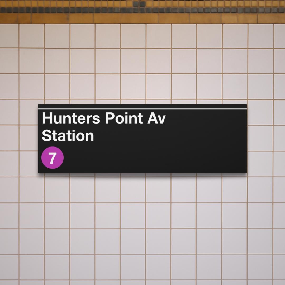 Hunters Point Av Station Subway Entrance Sign - 7 Train, Canvas Art ...
