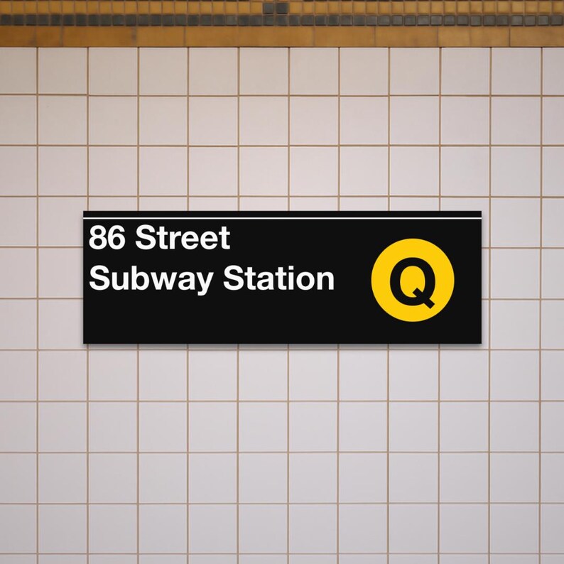 86 Street Subway Station Sign - Q Train, 12" X 36" Matte Canvas Art ...