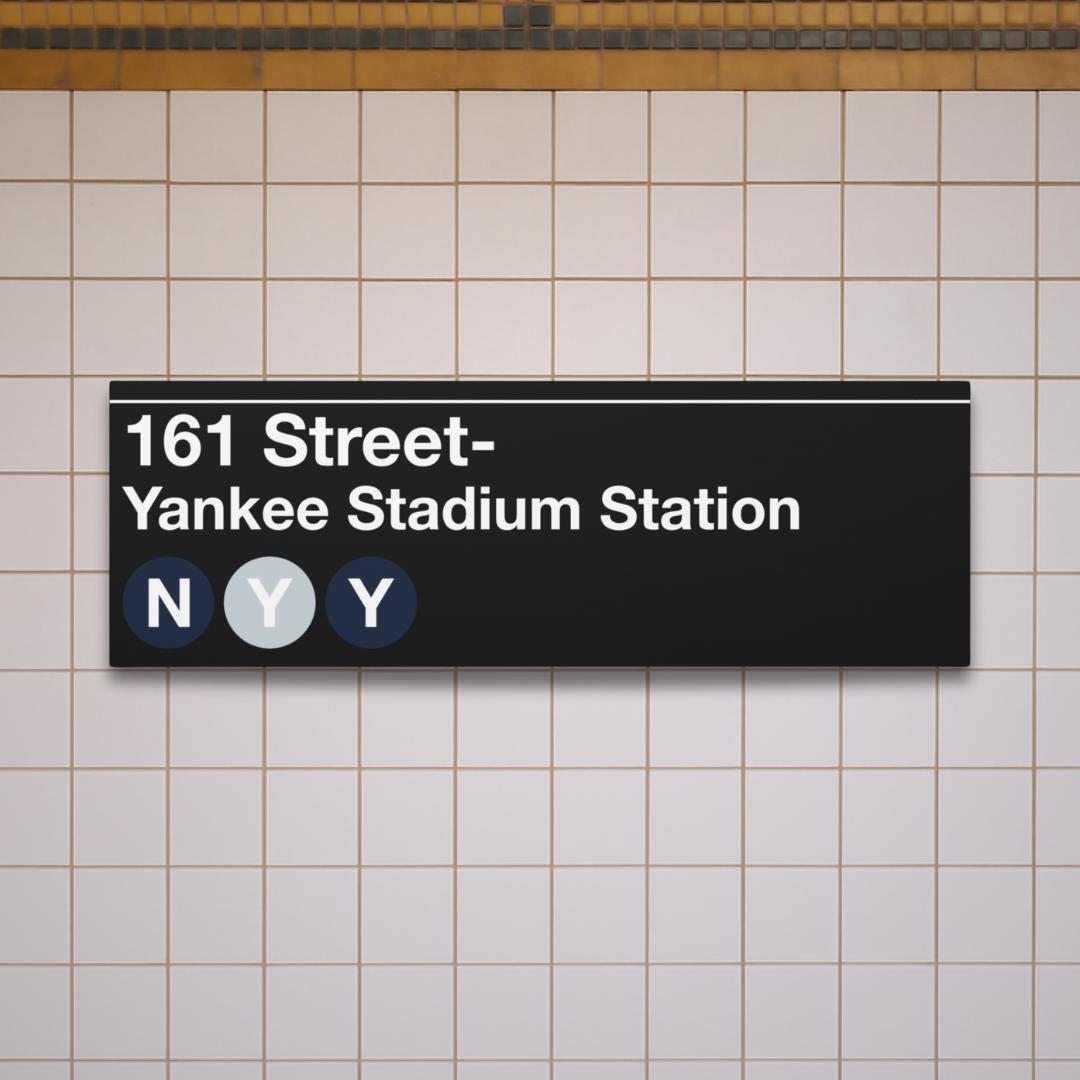 New York Yankees 161 Street-yankee Stadium Subway Station Sign - 12" X ...