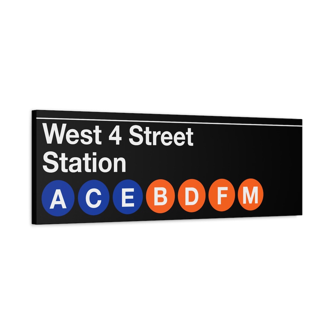 West 4 Street Station Subway Sign - Matte Canvas 12"x36", A/C/E/B/D/F/M ...