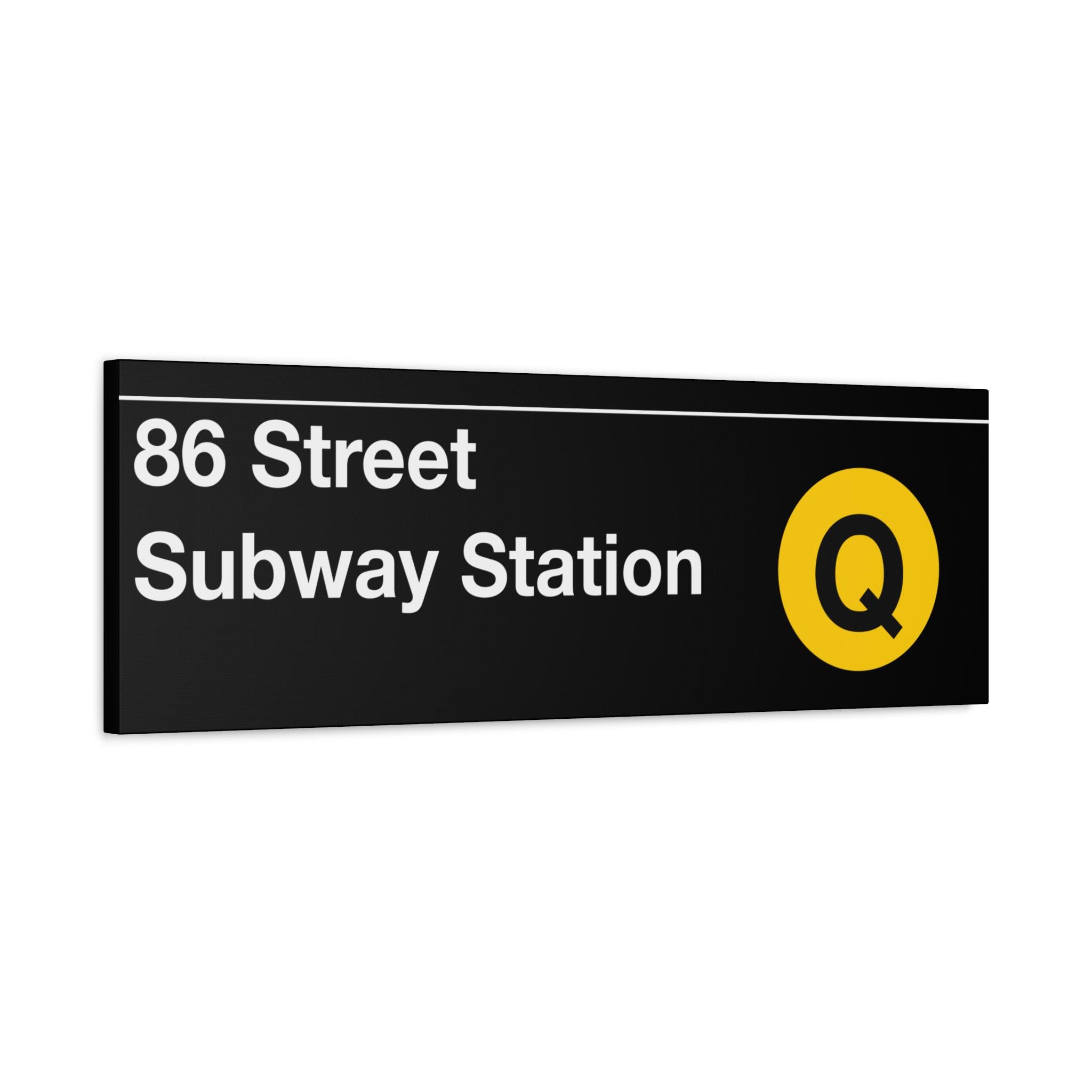 86 Street Subway Station Sign - Q Train, 12" X 36" Matte Canvas Art ...