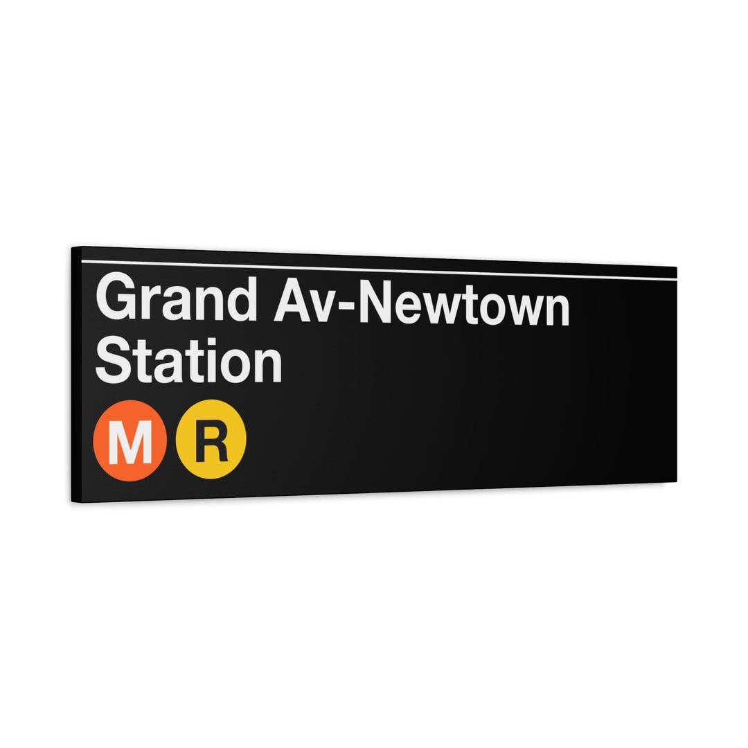Grand Av-newtown Station Subway Sign - M/R Trains, 12" X 36" Matte ...