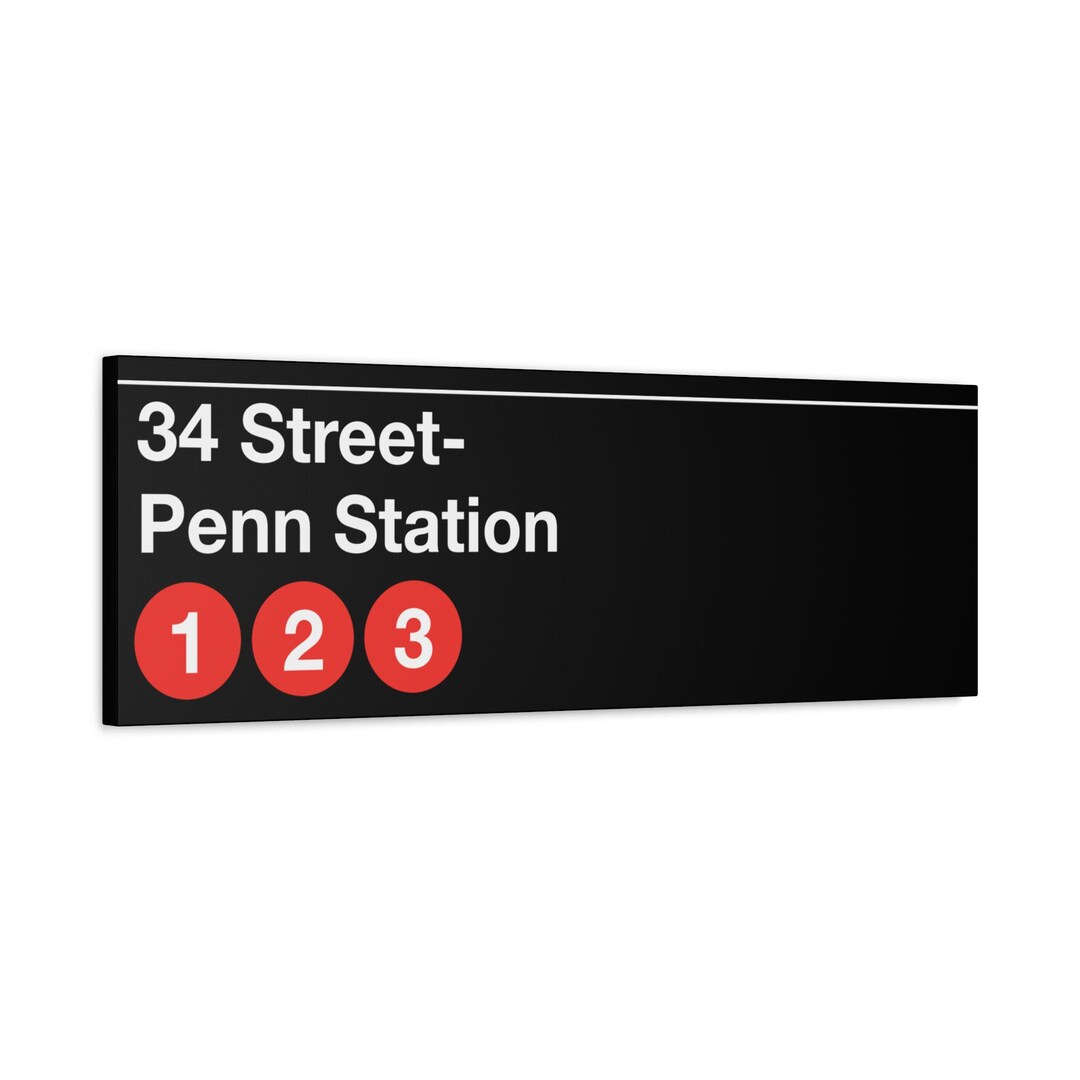 34 Street Penn Station Sign - 1/2/3 Train, New York Subway Sign, NYC ...