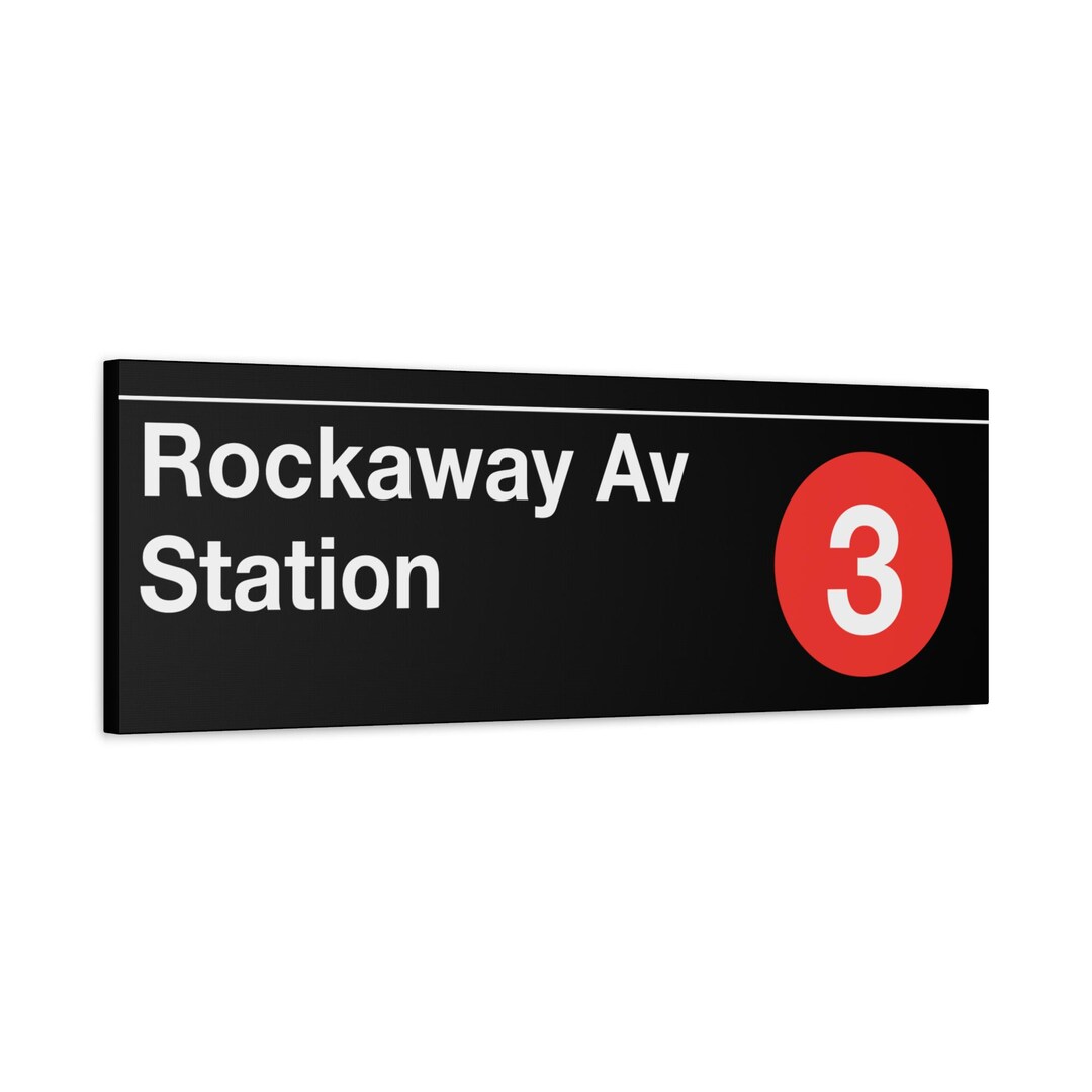 Rockaway Av Station Subway Entrance Sign - 3 Train, 12" X 36" Matte ...