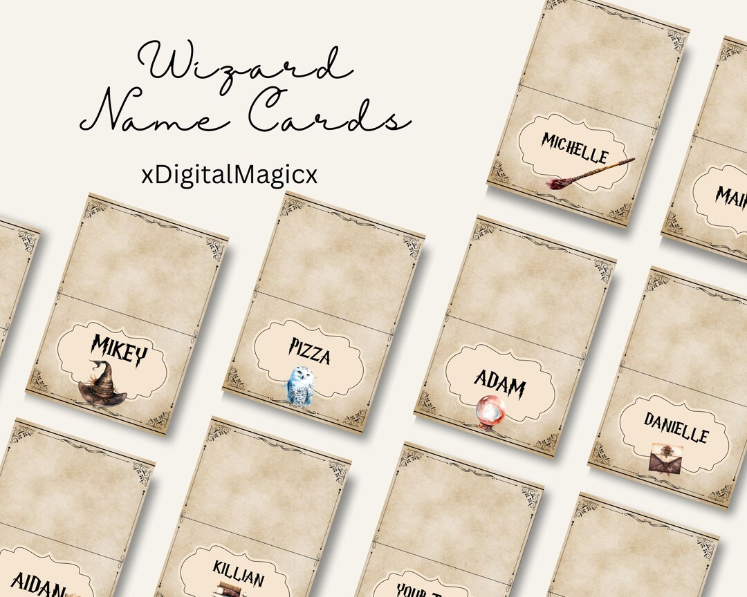 Wizard Name Cards: Editable Canva Template (printable) - Etsy